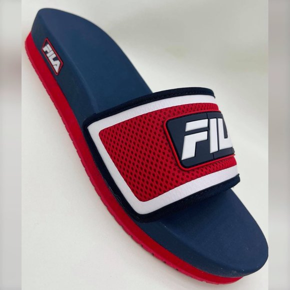 Fila | Shoes | Mens Fila Navy Red White Lunar Slide Slides | Poshmark